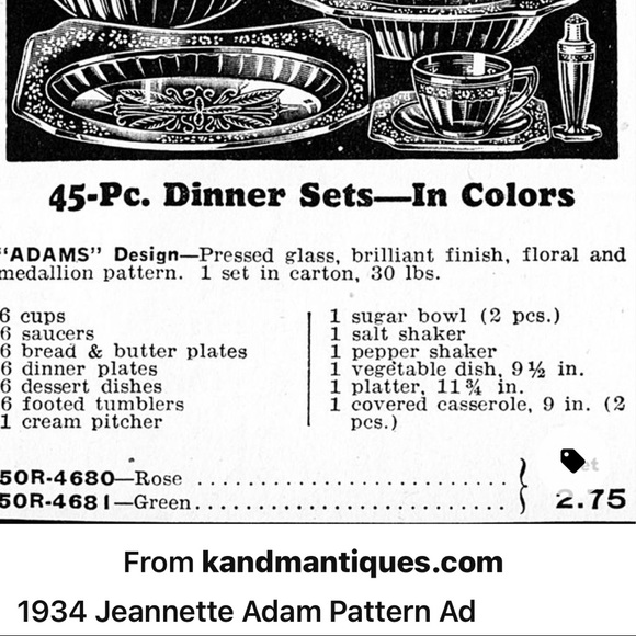 Jeanette | Kitchen | Jeanette Co Pink Adam Depression Glass Plate ...